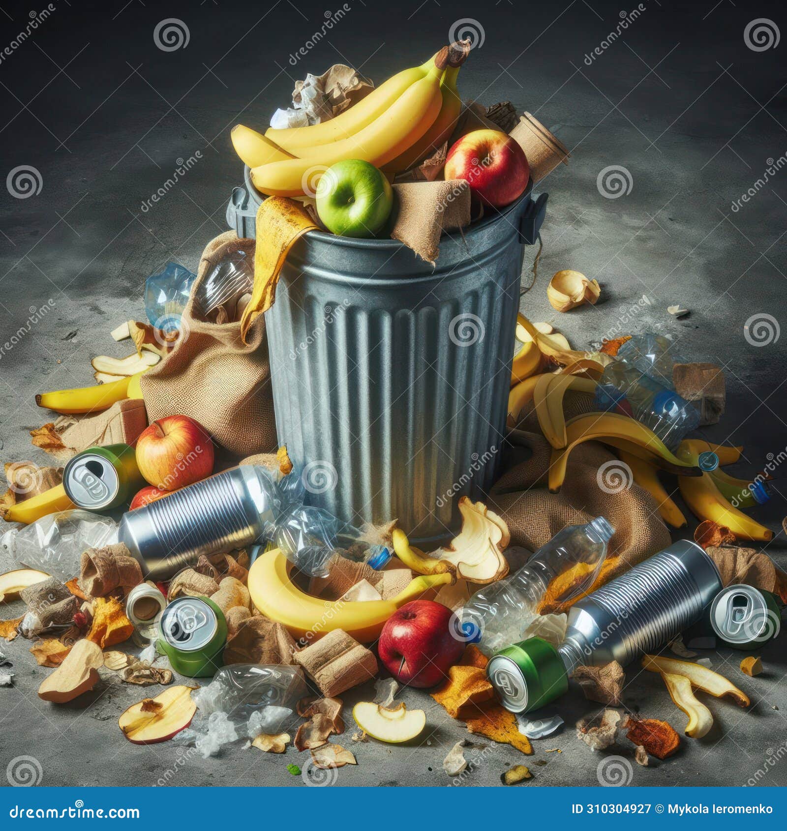An Overflowing Trash Can Standing Surrounded by Garbage. Stock ... An Overflowing Trash Can Standing Surrounded by Garbage. Stock ...