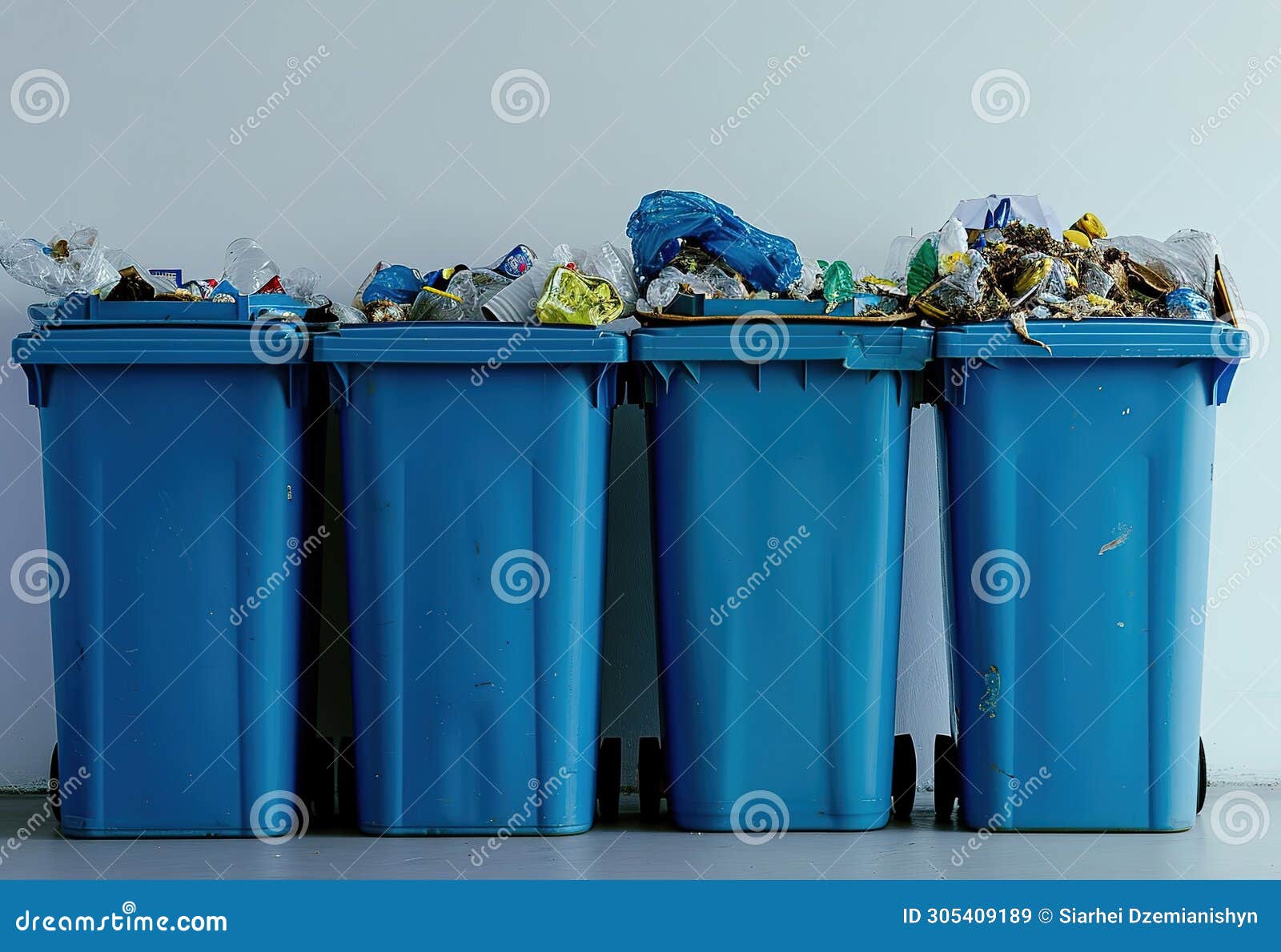 Overflowing Trash Cans Filled with Plastic Waste are a Prime Example of ...