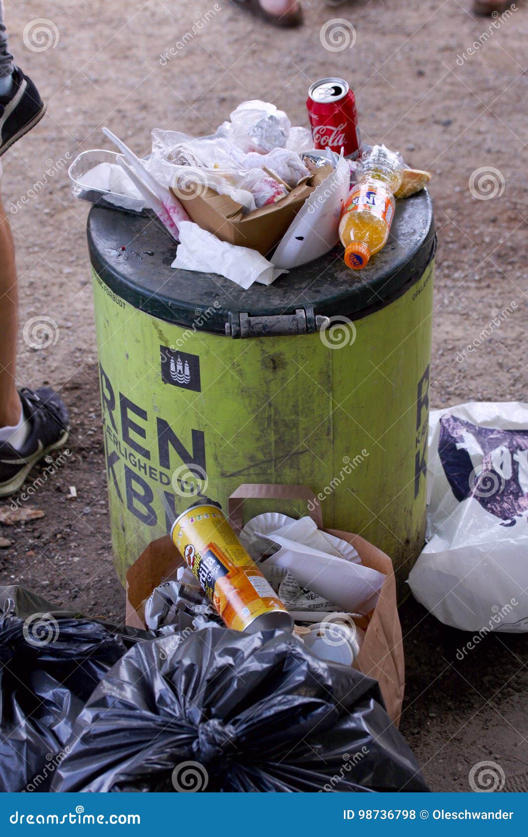 Overfull Garbage Can in City Editorial Stock Photo - Image of overfull ...