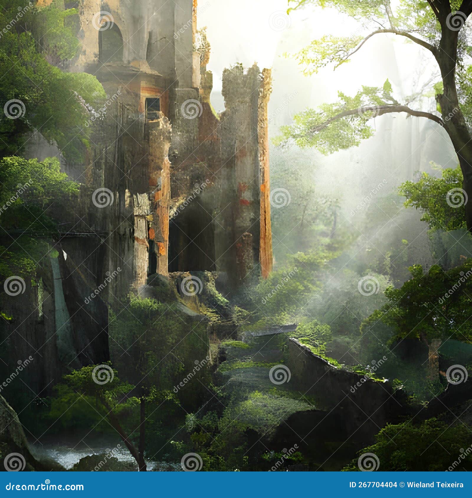 Overgrown castle ruin stock illustration. Illustration of dilapidated ...