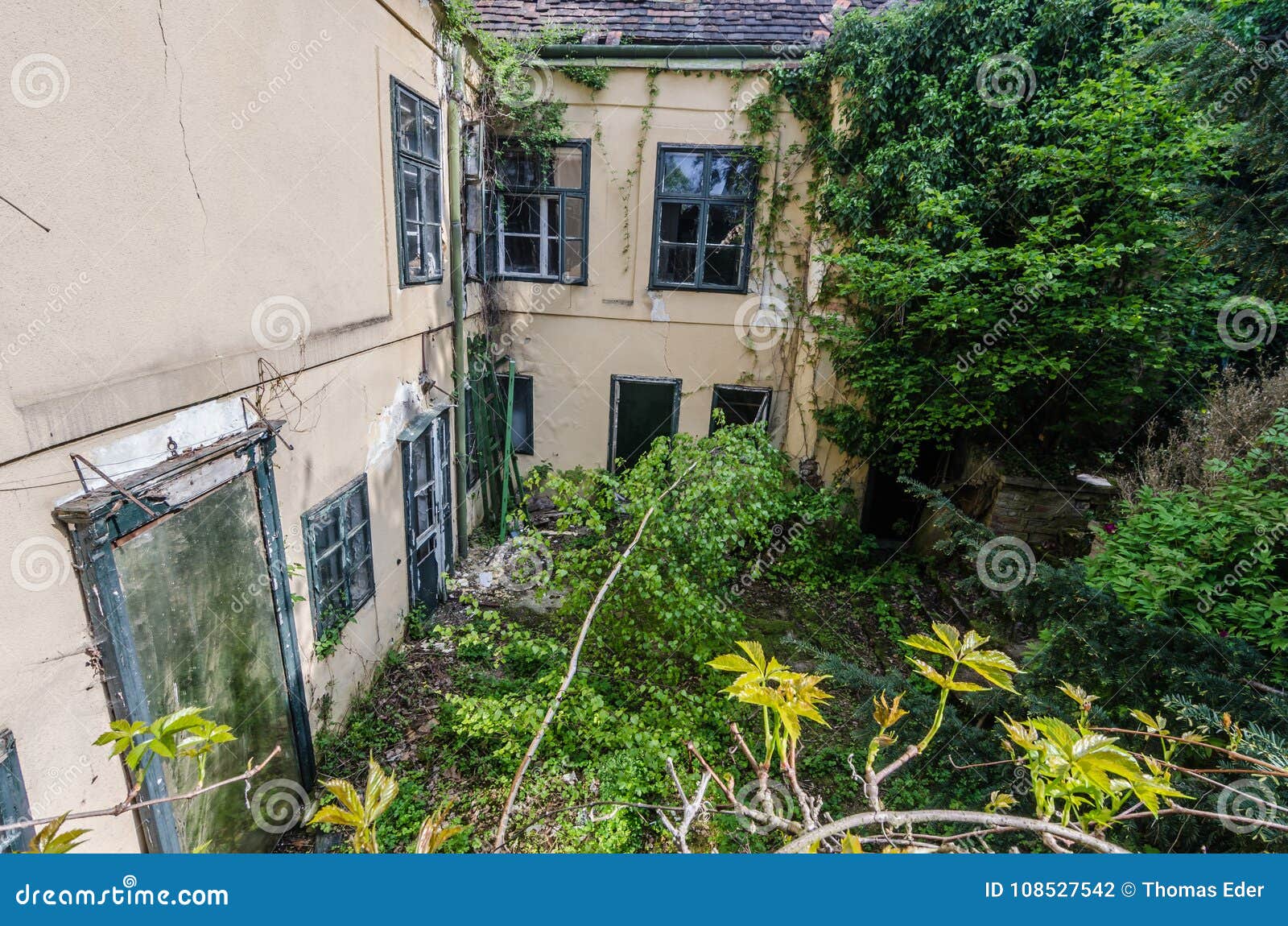 Overgrown courtyard stock photo. Image of historical - 108527542