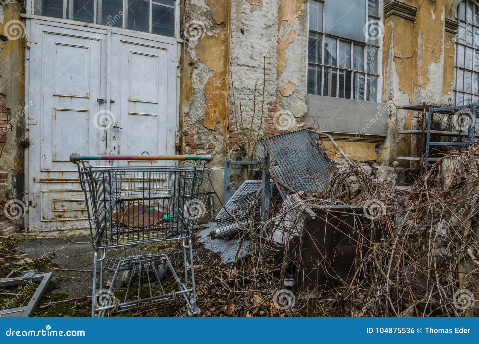 Overgrown Objects in Factory Stock Photo - Image of history, forget ...