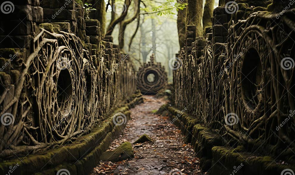 Overgrown Path in Forest stock photo. Image of canopy - 311179298