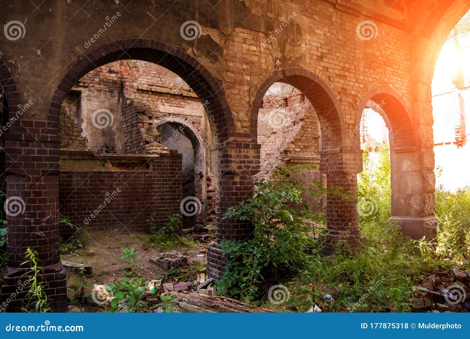 Overgrown by Plants Ruins of Abandoned Mansion Stock Photo - Image of ...