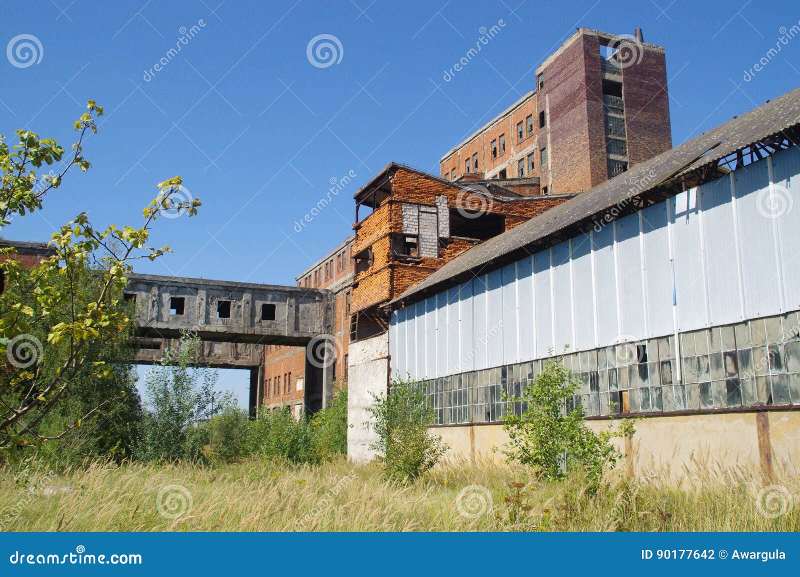 Overgrown Ruins of Old Factory Stock Photo - Image of brick, empty ...