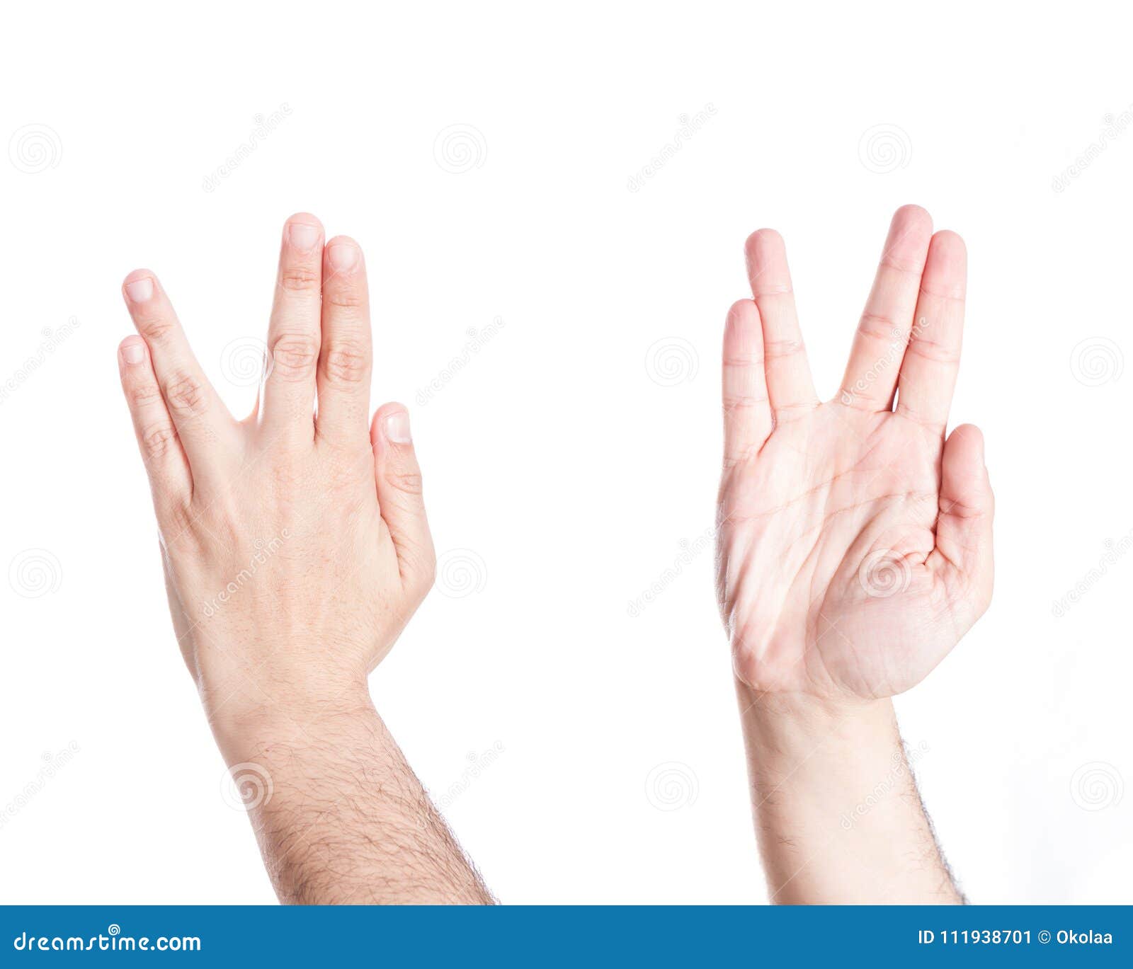 Overhandigt Gesturing Vulcan-begroeting, Op Wit Stock Afbeelding ...