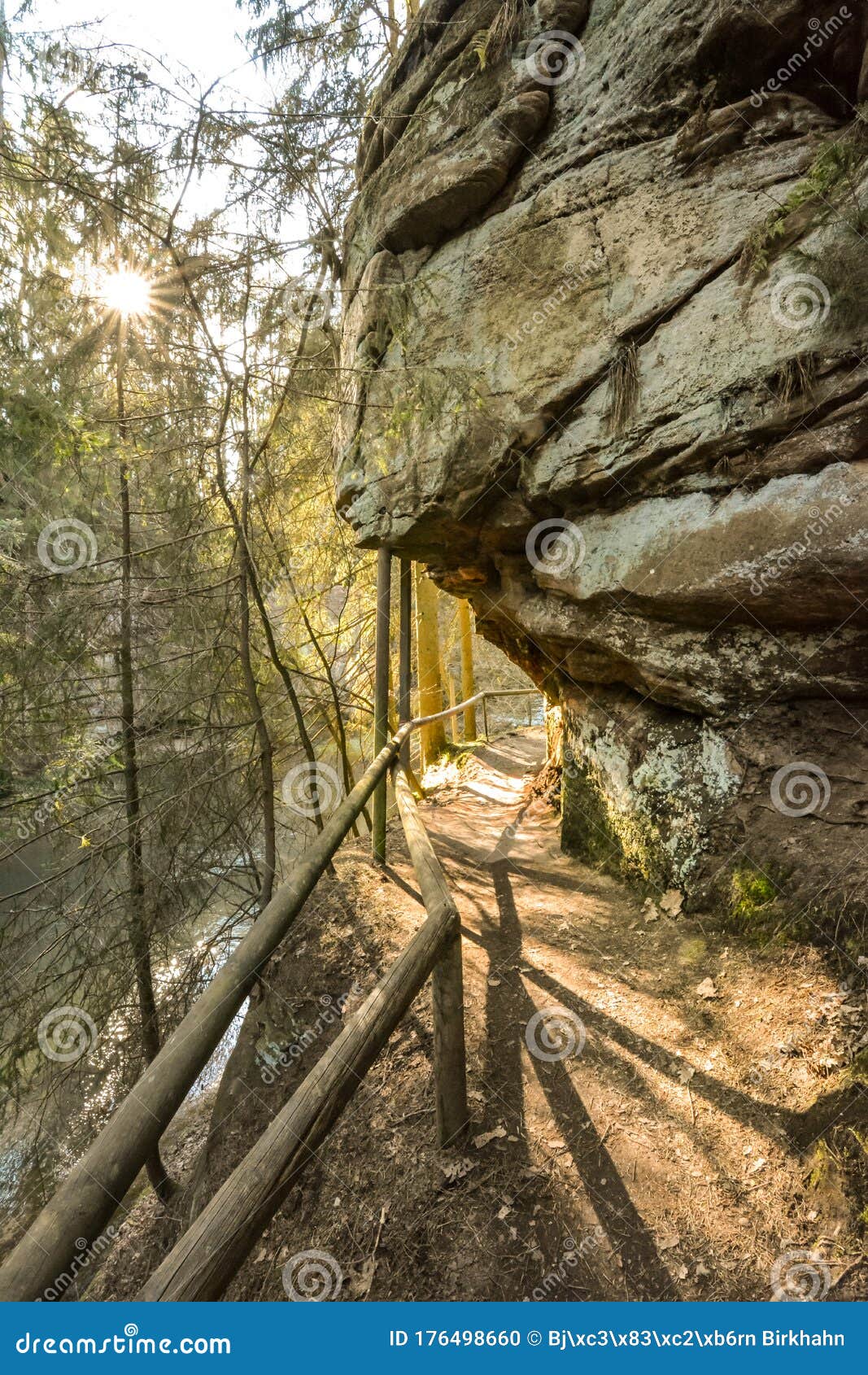 Overhanging Rock with Path Underneath in the Ravine Schwarzachklamm ...