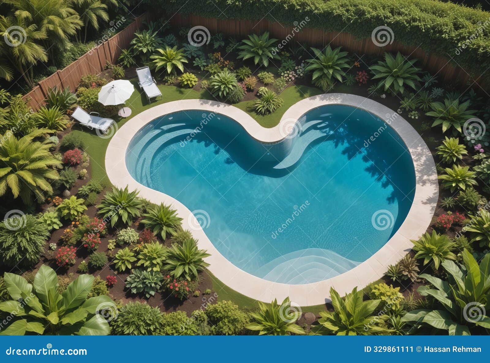 Overhead Aerial of Heart Shaped Swimming Pool in a Back Yard Stock ...