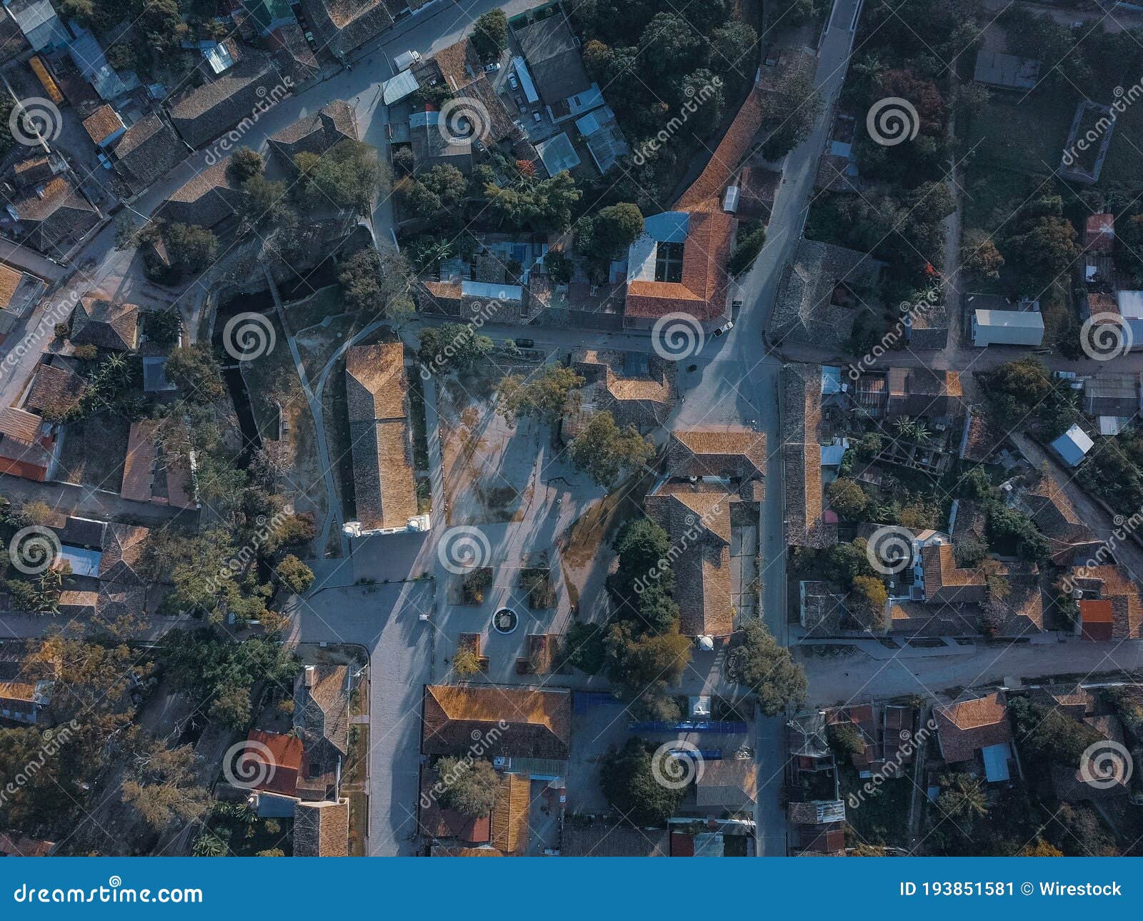 Overhead Aerial Shot of a Town Under the Sunlight Stock Image - Image ...