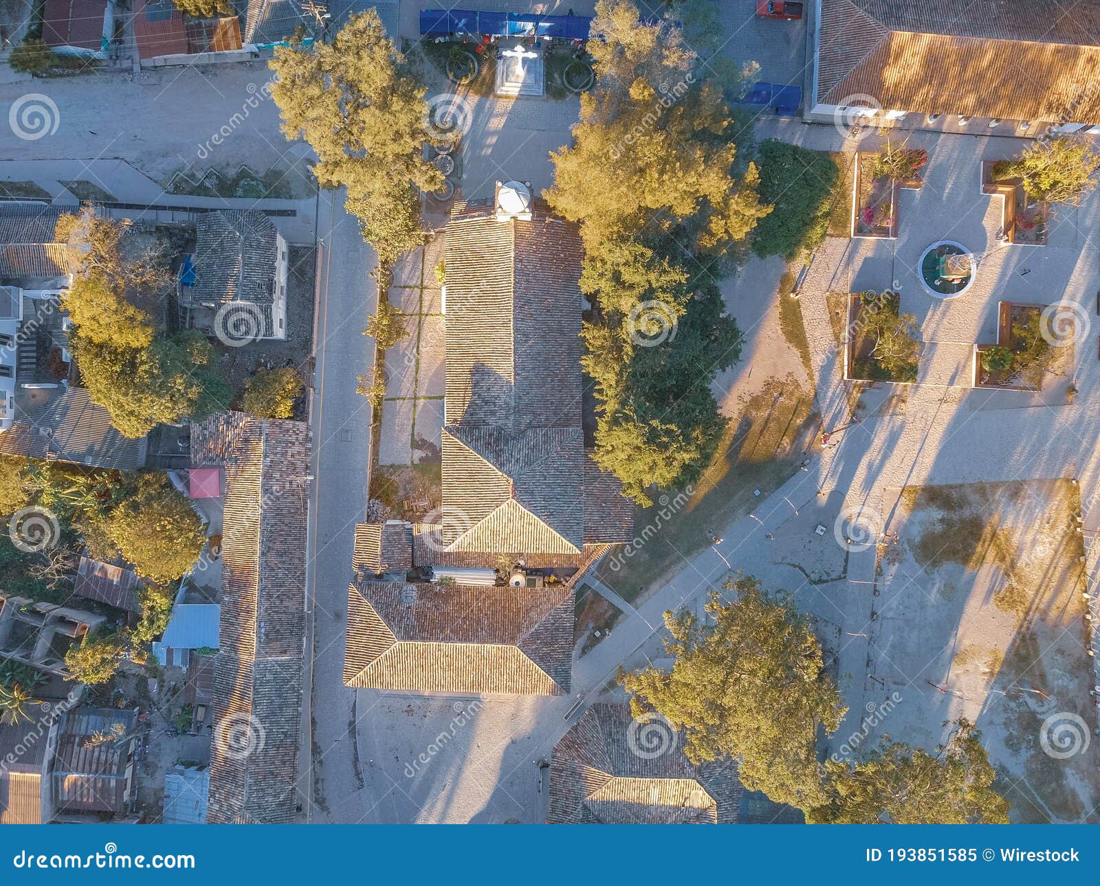 Overhead Aerial Shot of a Town Under the Sunlight Stock Image - Image ...