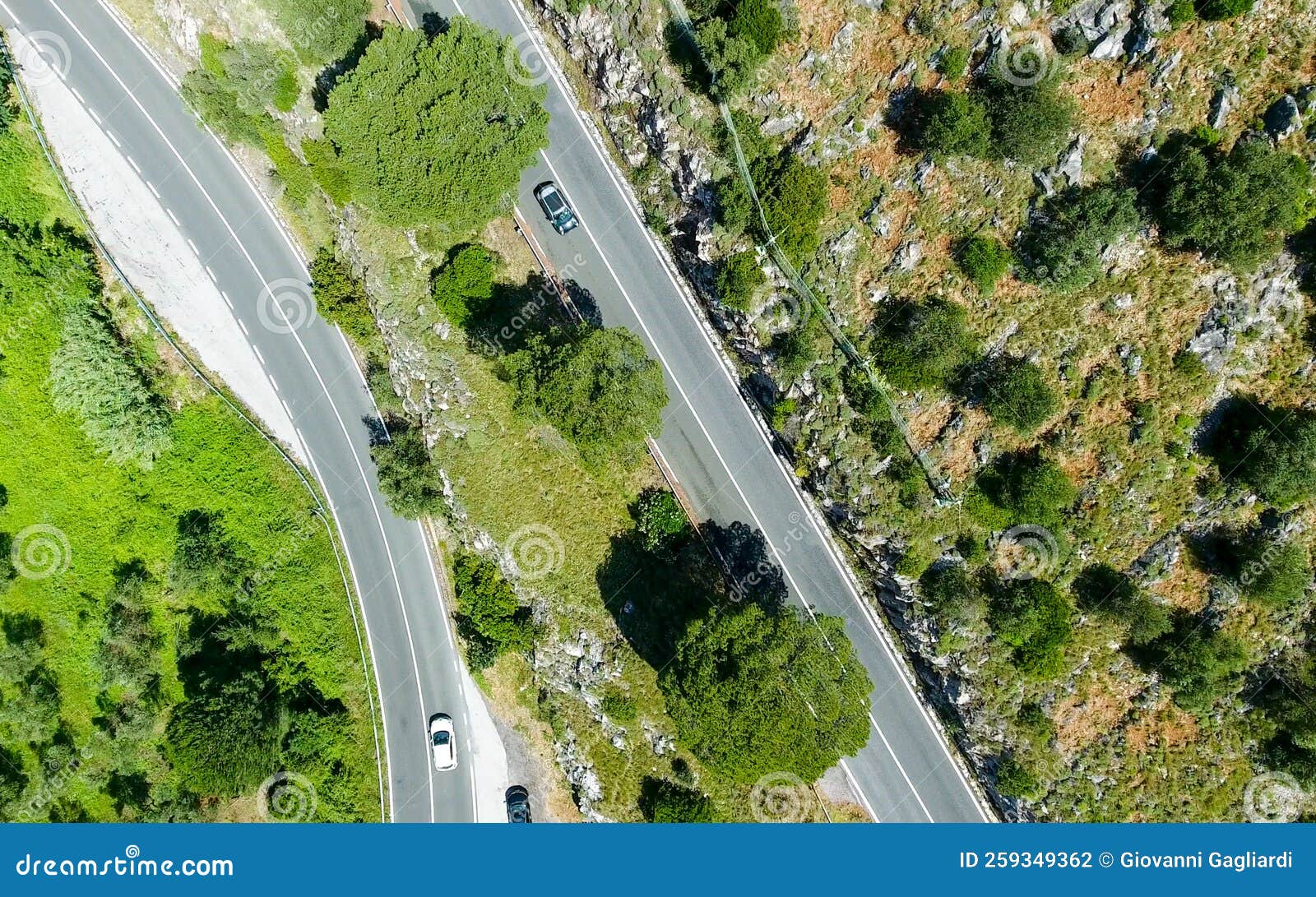 Overhead Aerial View of Beautiful Mountain Road Stock Photo - Image of ...
