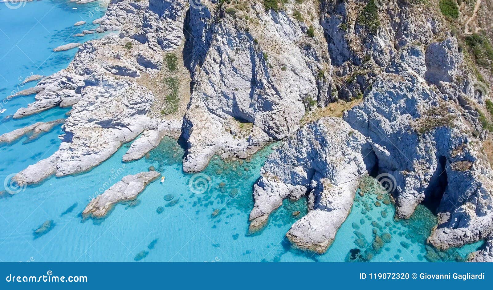 Overhead Aerial View of Beautiful Rock Over the Ocean Stock Photo ...