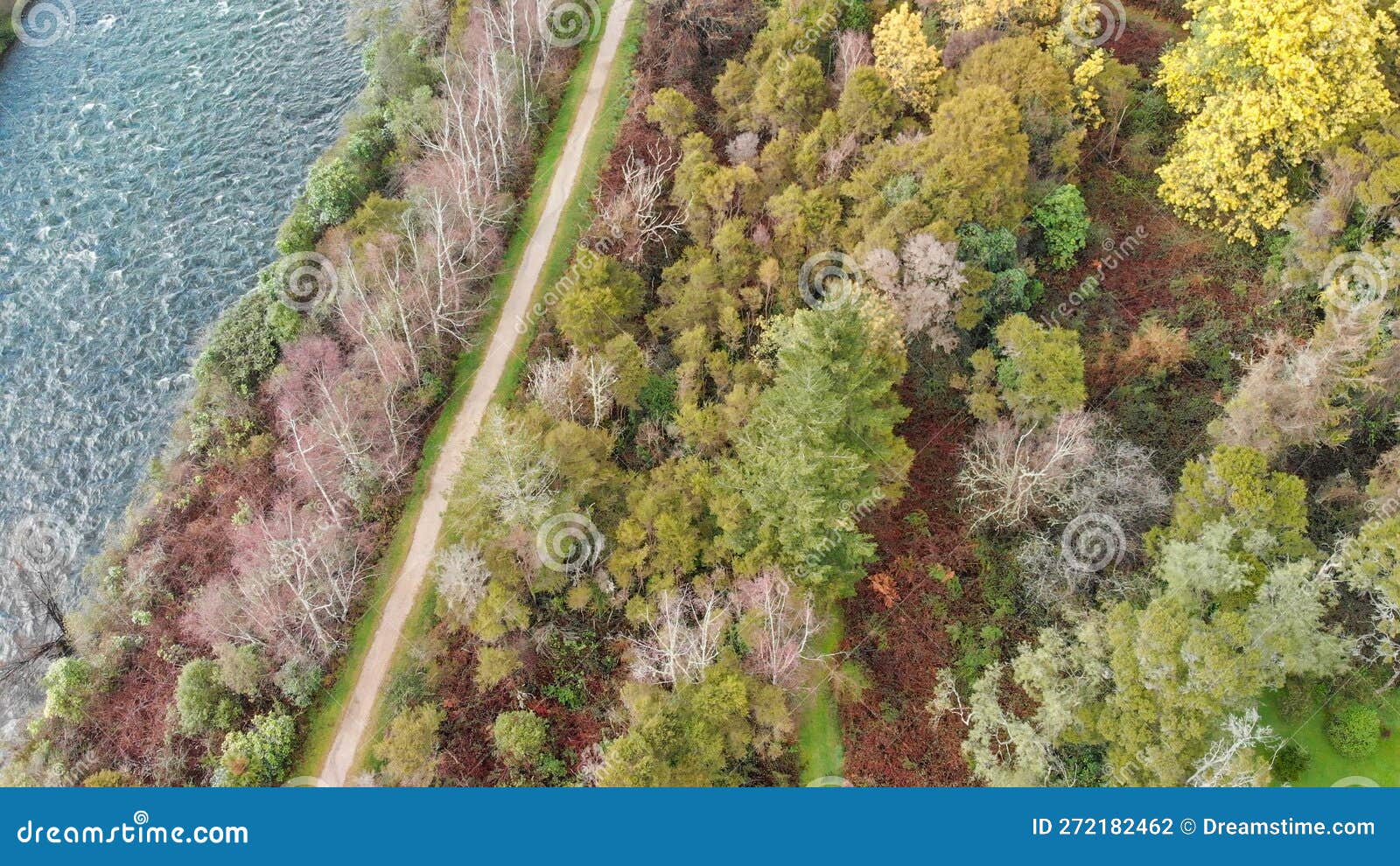 Overhead Aerial View of a River Across a Valley - Drone Viewpoint Stock ...