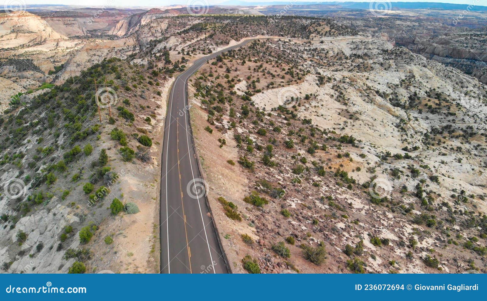 Overhead Aerial View of Road Across the Canyon Stock Photo - Image of ...