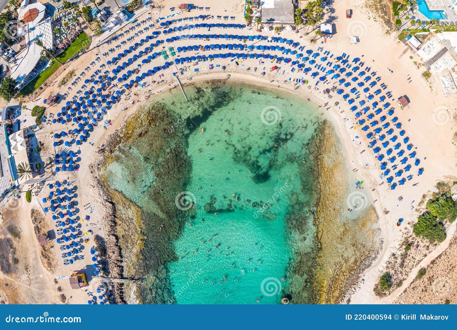 Overhead Aerial View of Sandy Bay Beach in Cyprus Stock Photo - Image ...