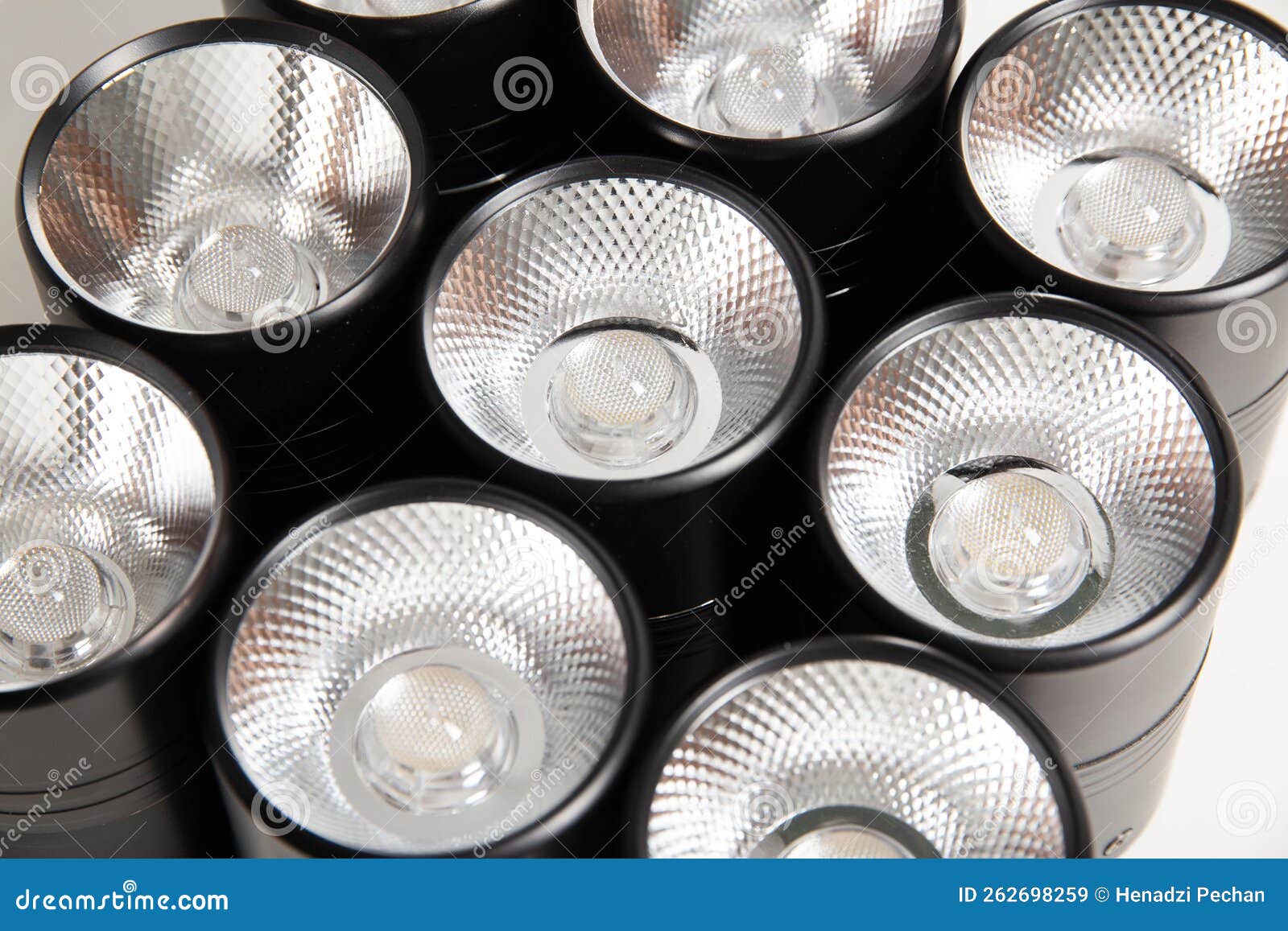 Overhead Black LED Lamps for a Stretch Ceiling on a White Background ...