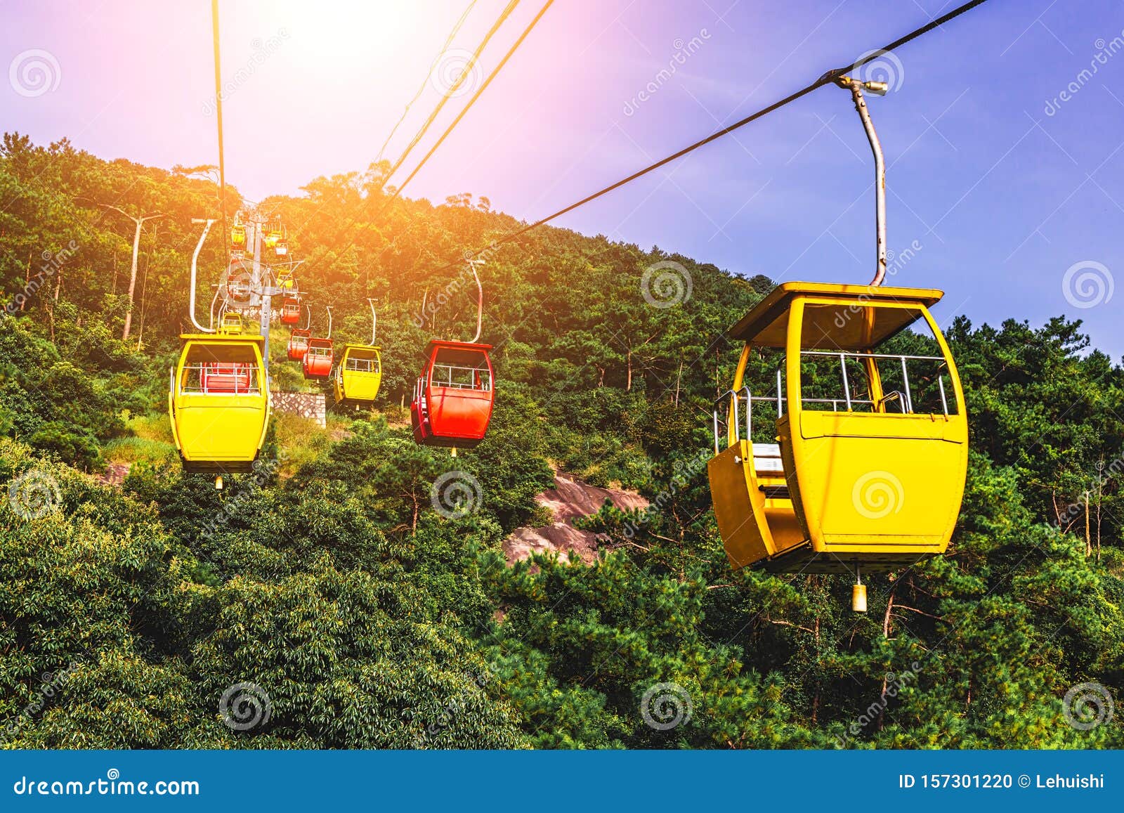 Overhead Cable Car on the Hill Stock Photo - Image of famous, cities ...
