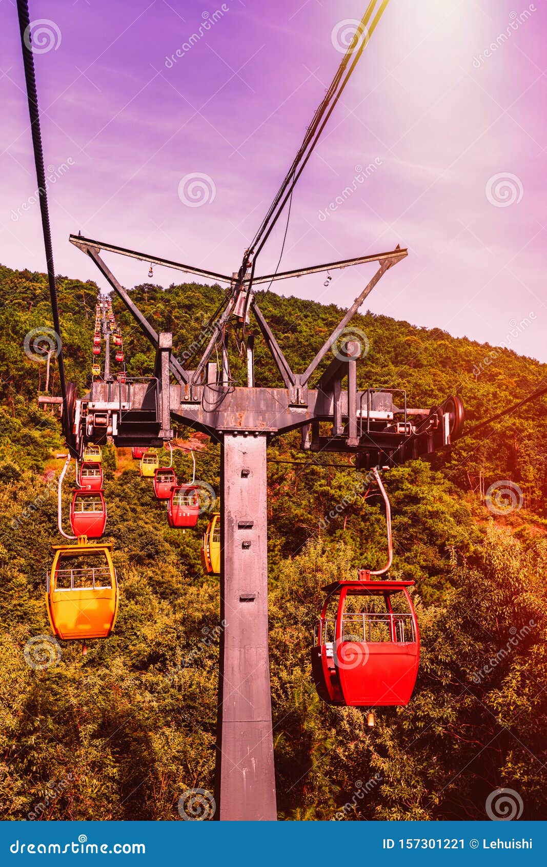 Overhead Cable Car on the Hill Editorial Photo - Image of peak, cities ...