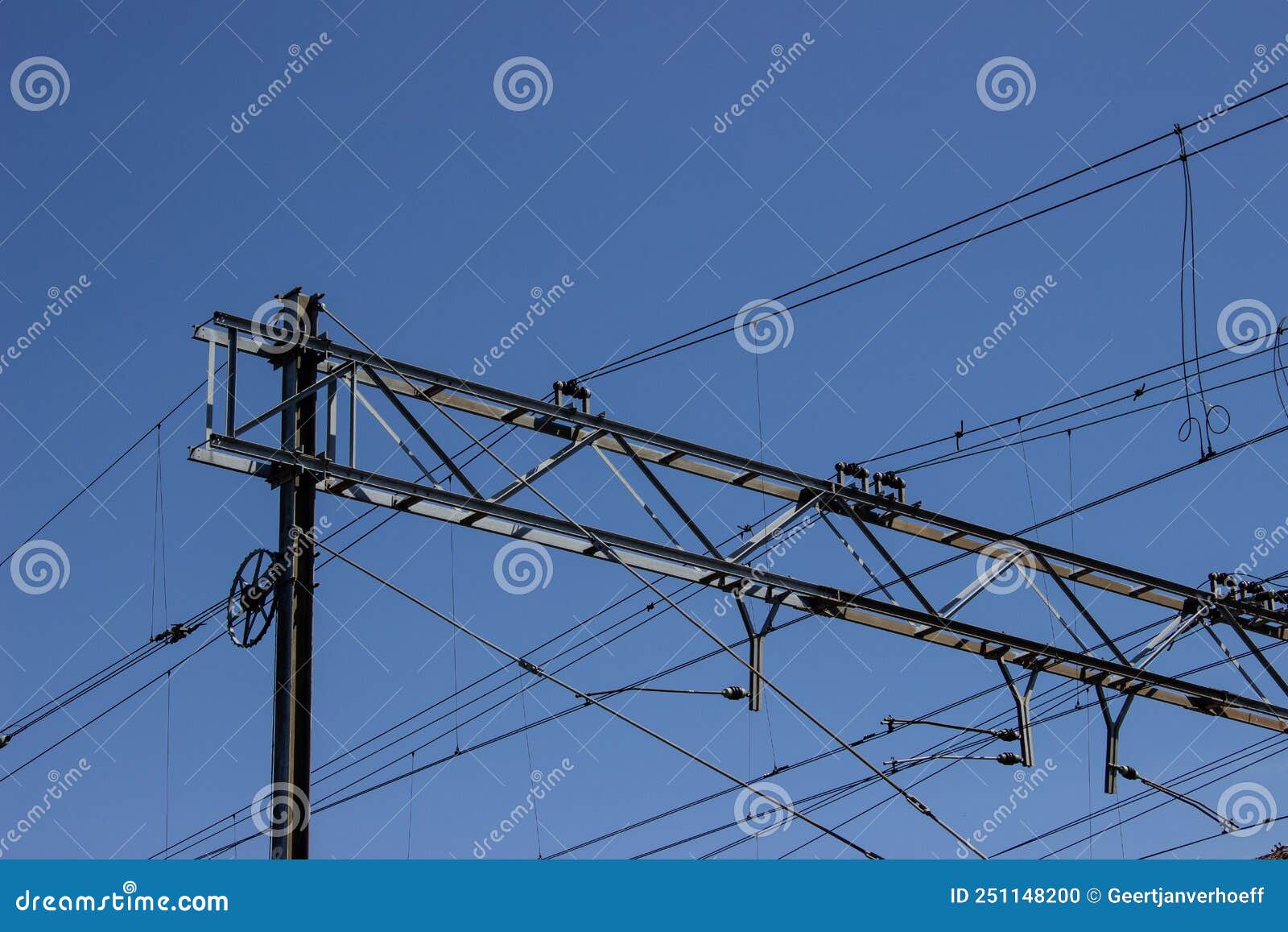 Overhead Cable Catenary Train on a Blue Sky Stock Photo - Image of blue ...