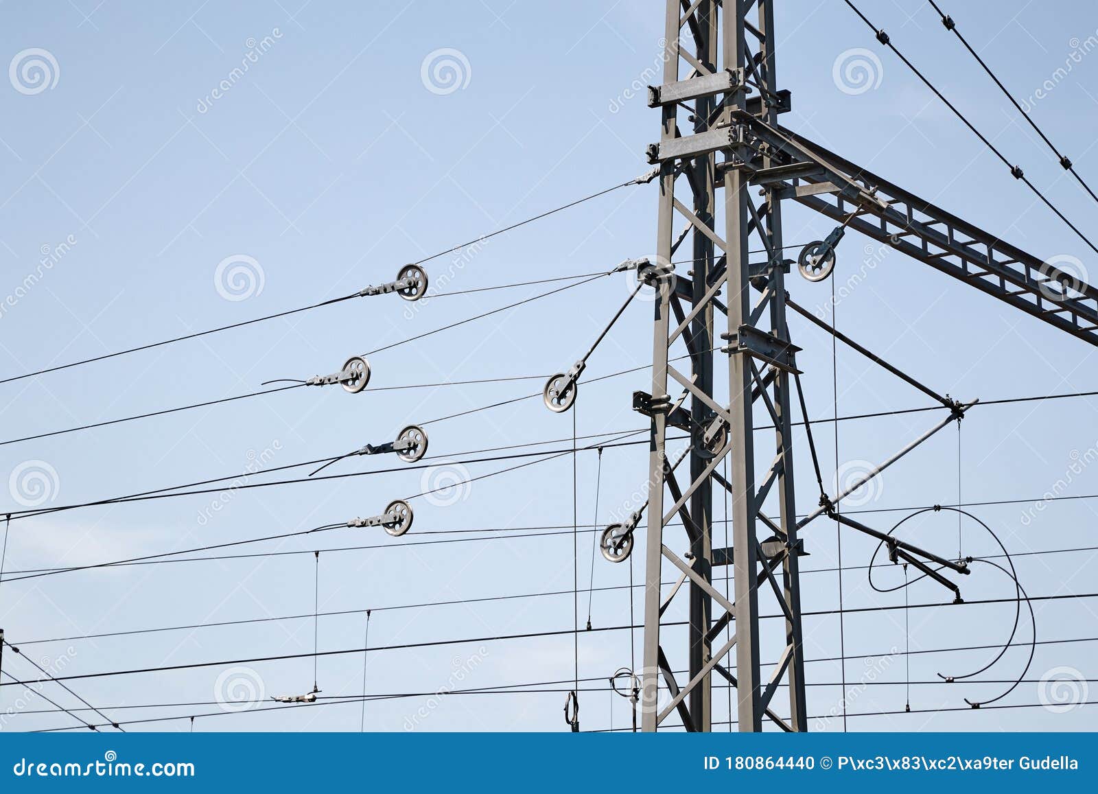 Overhead Cables of a Railroad Stock Photo - Image of electric ...