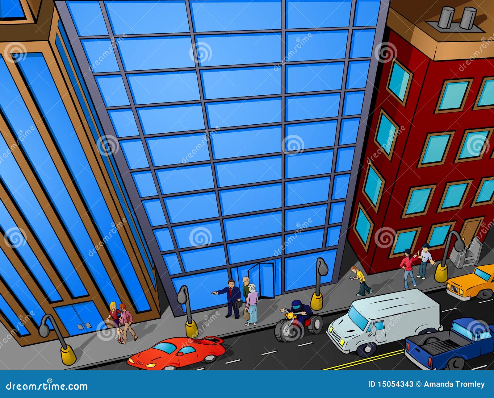 Overhead city street scene stock vector. Illustration of walking - 15054343