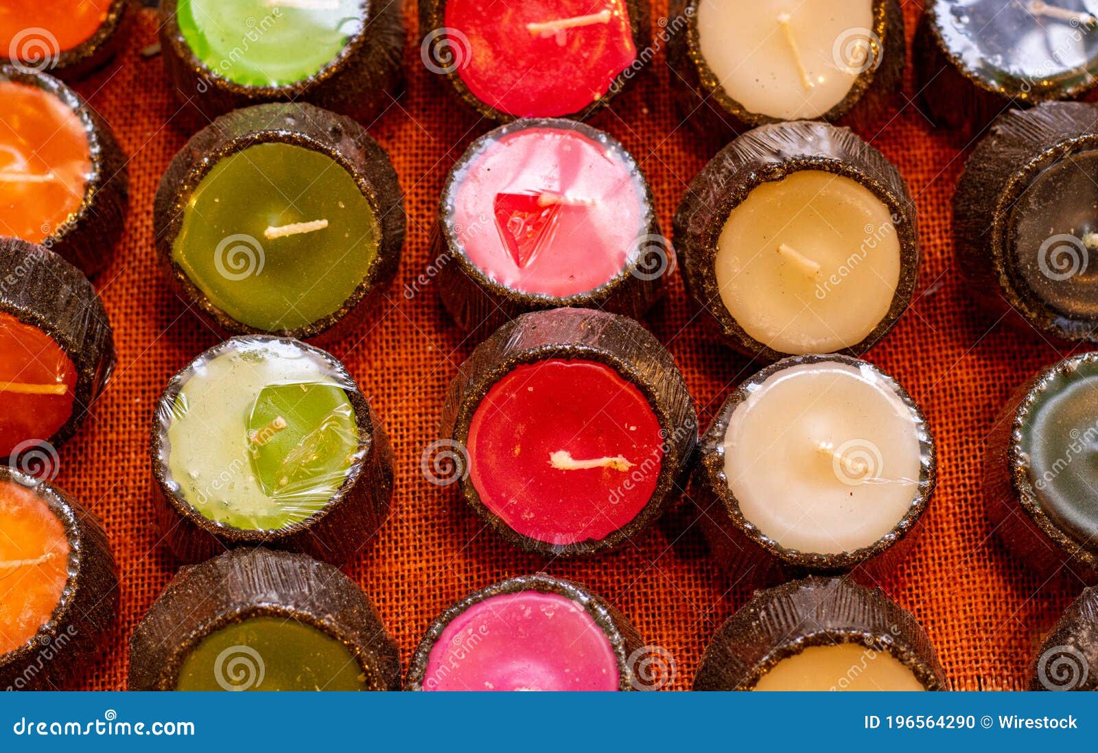 Overhead Close Up Shot of Colorful Candles Stock Photo - Image of ...