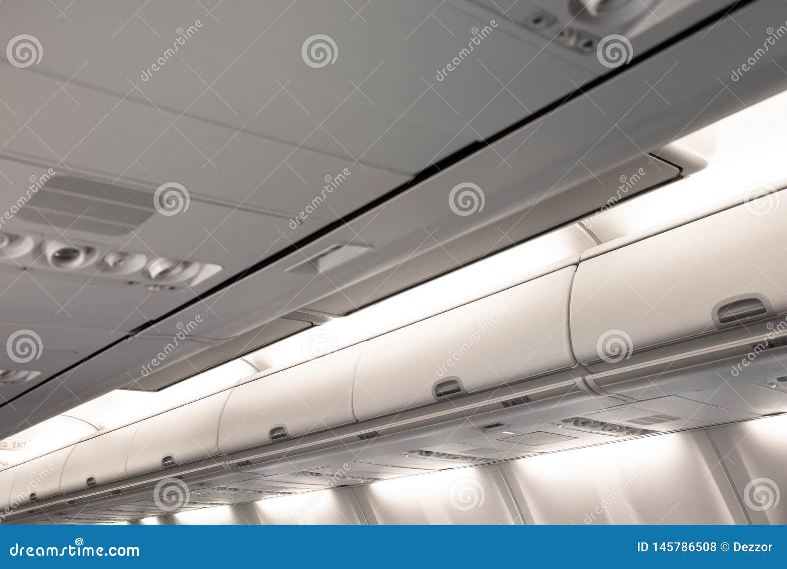 Overhead Compartment In Commercial Aircraft. Stock Photography ...