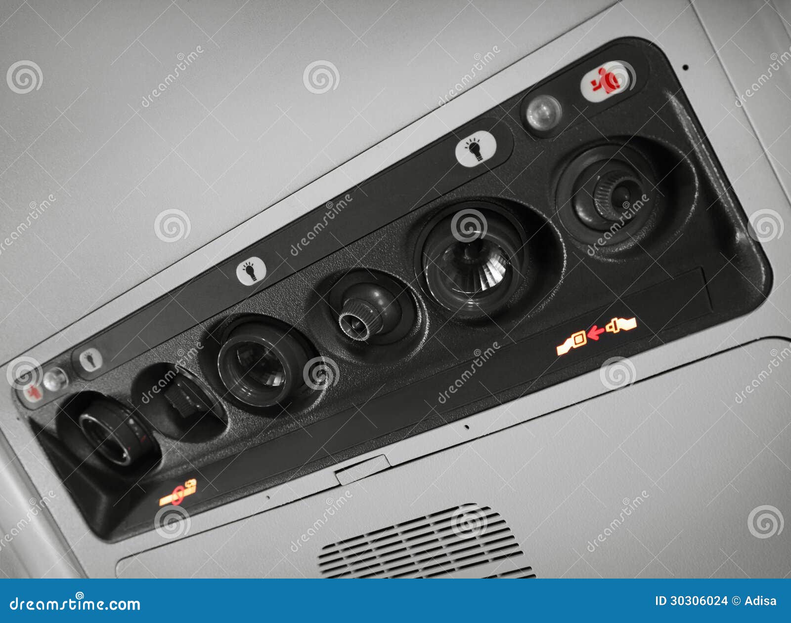 Overhead Console In The Modern Passenger Aircraft Royalty-Free Stock ...