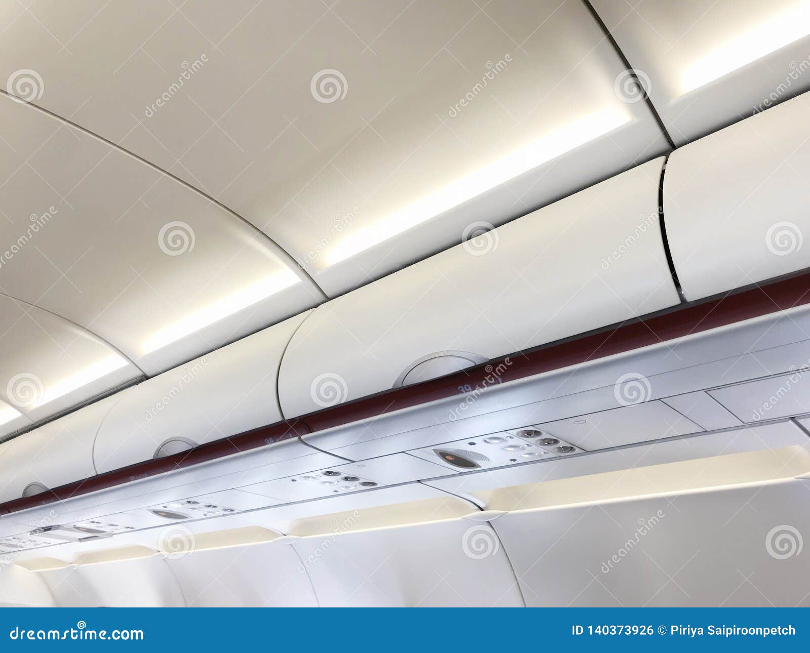 Overhead Console Panel in Commercial Airplane Stock Photo - Image of ...