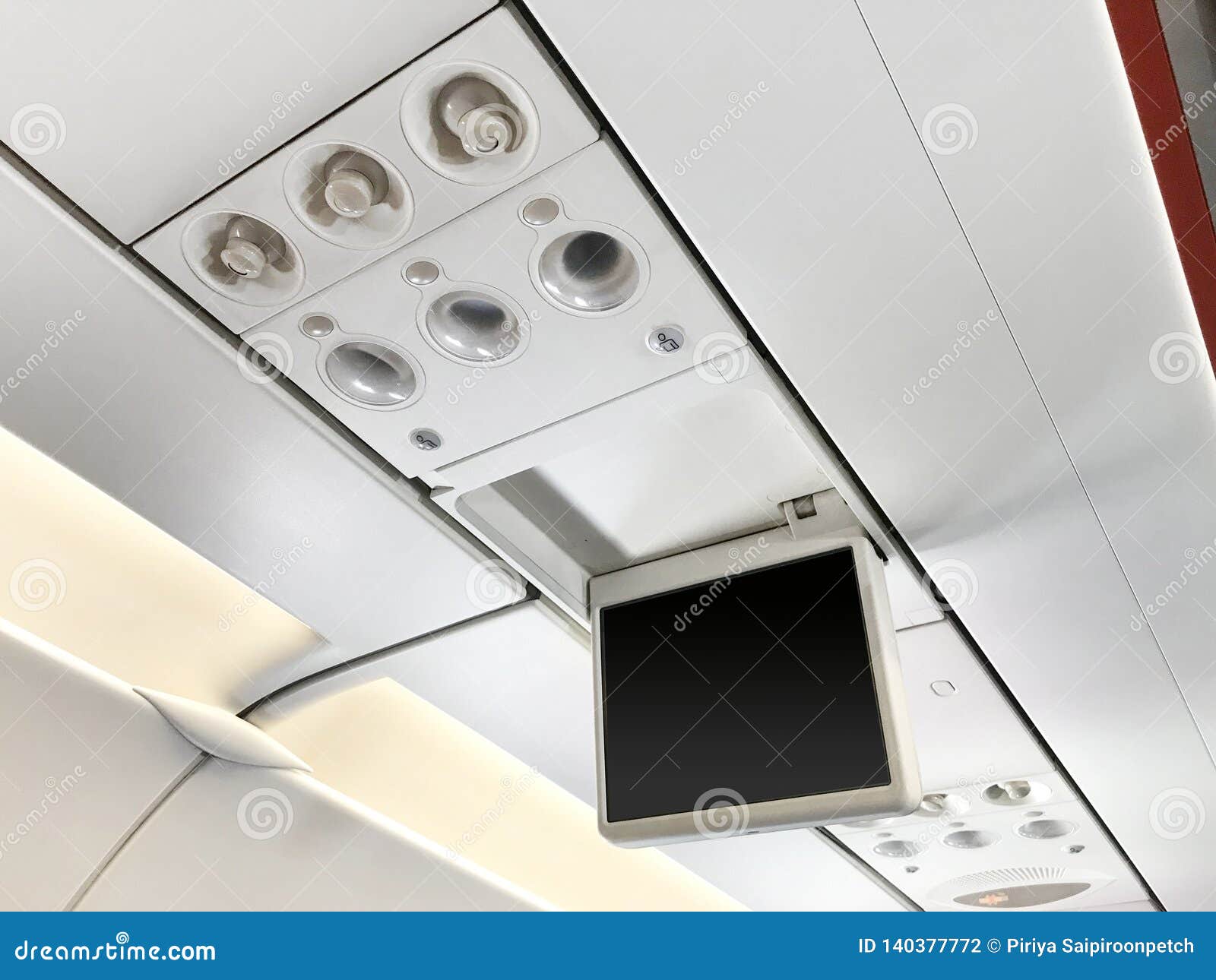 Overhead Console Panel in Commercial Airplane Stock Photo - Image of ...
