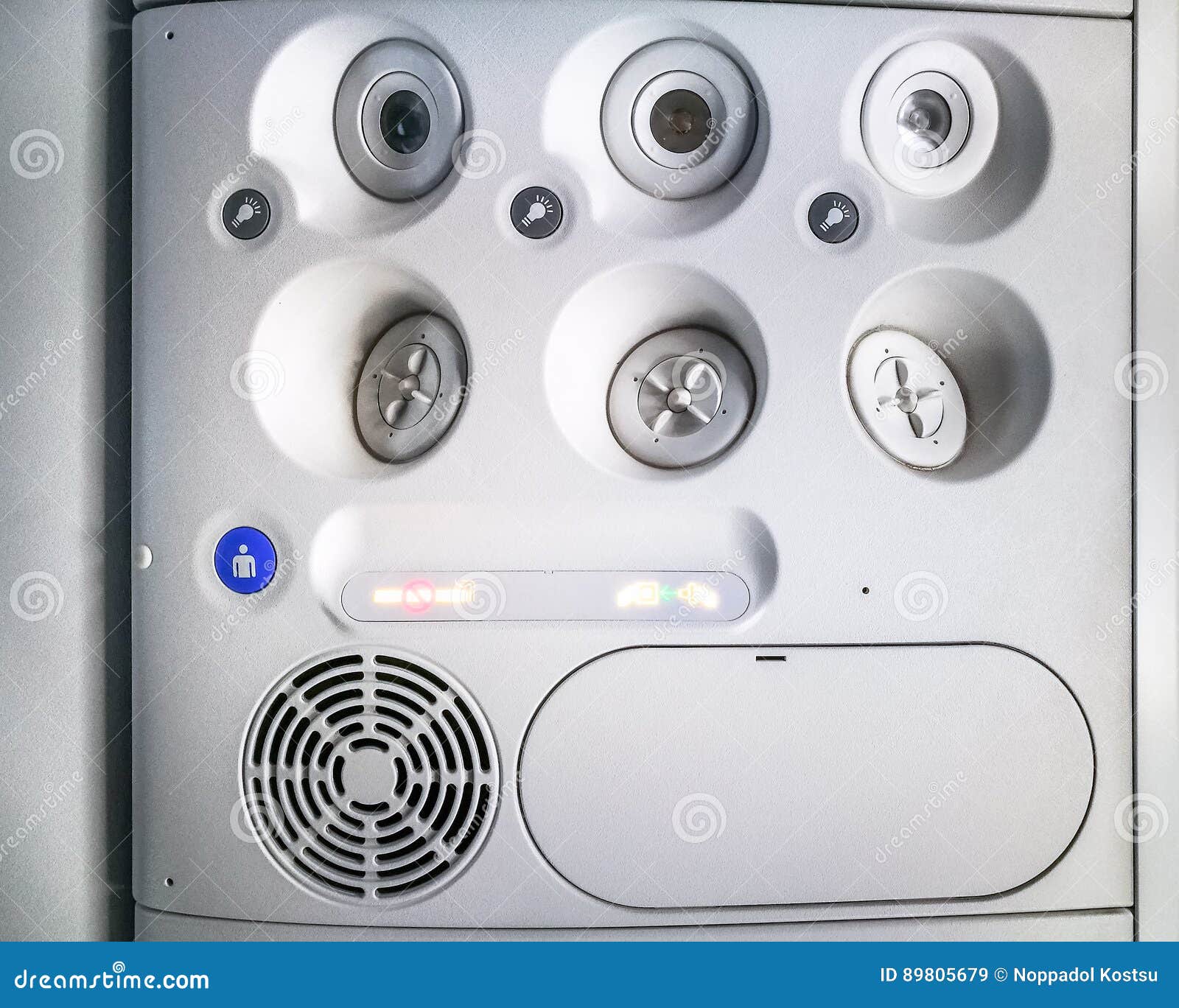 Overhead Console in the Passenger Aircraft Stock Image - Image of ...