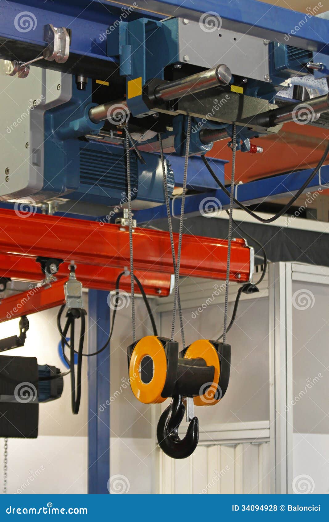 Overhead Crane Hoist Industrial Mechanism With Hook And Chain On A ...