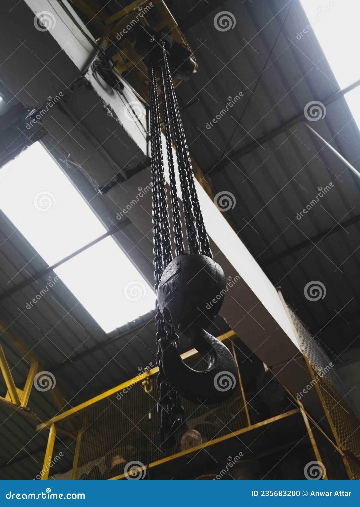 Overhead Crane Hook Connected with Chain in the Industry Stock Photo ...