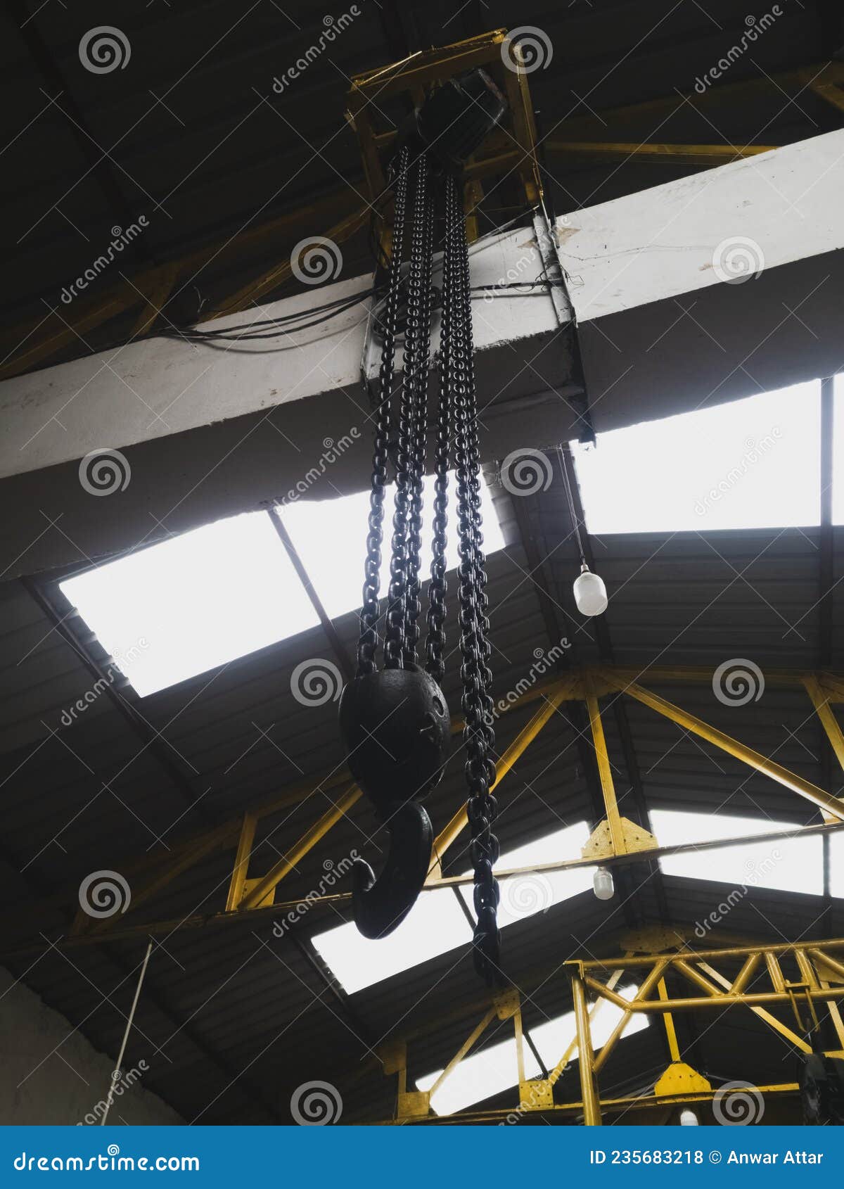 Overhead Crane Hook Connected with Chain in the Industry Stock Photo ...