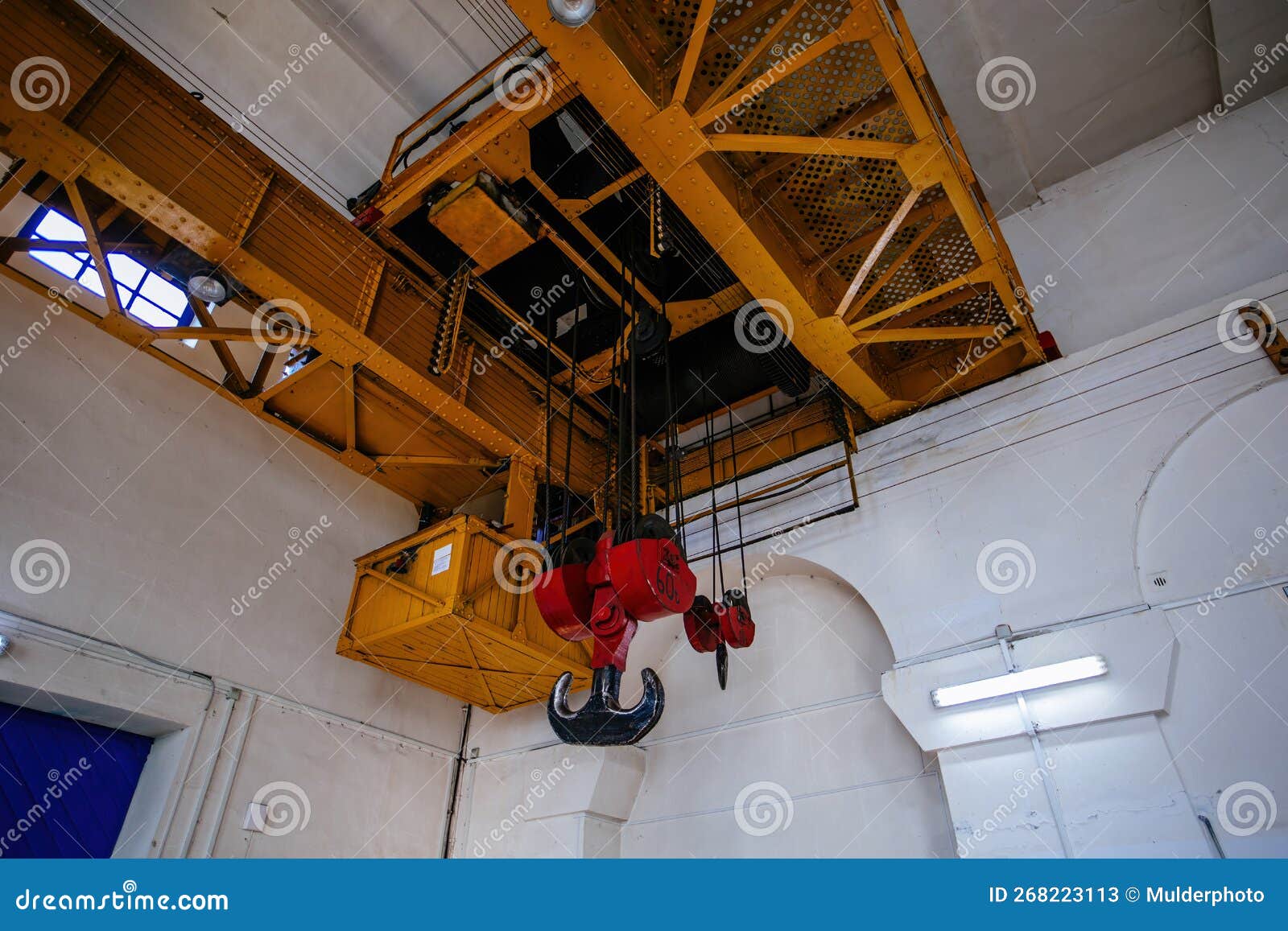 Overhead Crane in the Industrial Building, Close Up Stock Image - Image ...