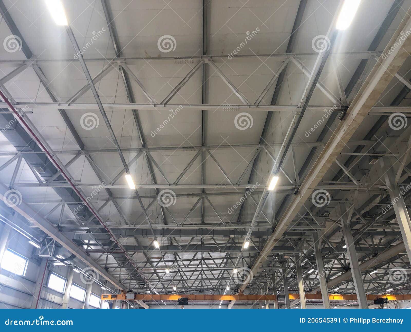 Overhead Crane Inside Industrial Building. Bridge Crane Inside Hangar ...