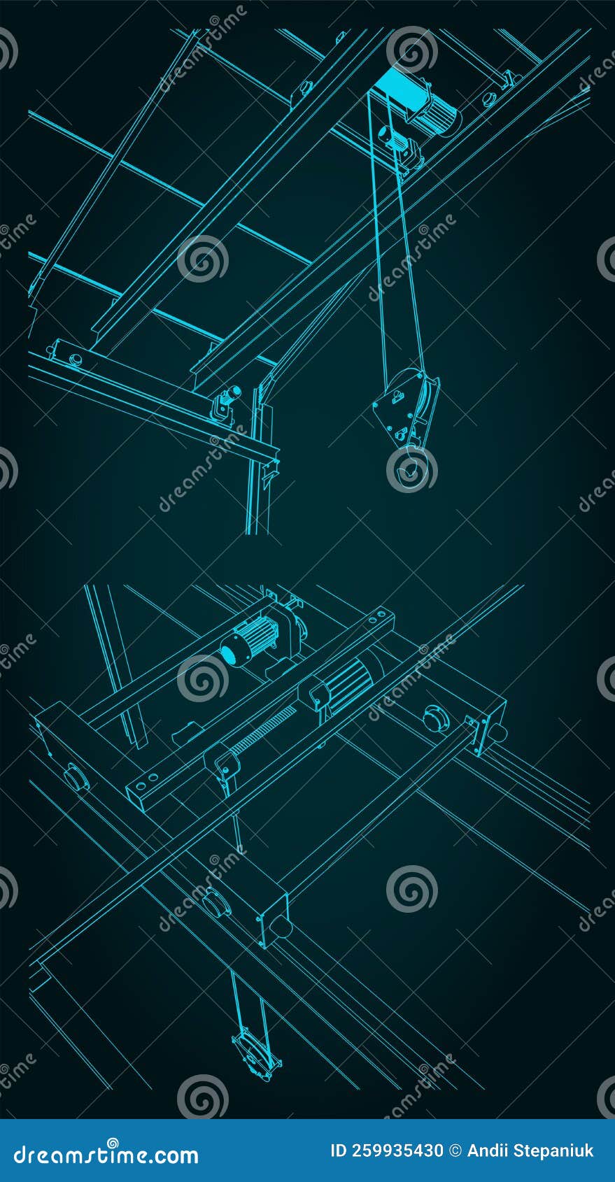 Overhead Crane and Warehouse Structure Stock Vector - Illustration of ...