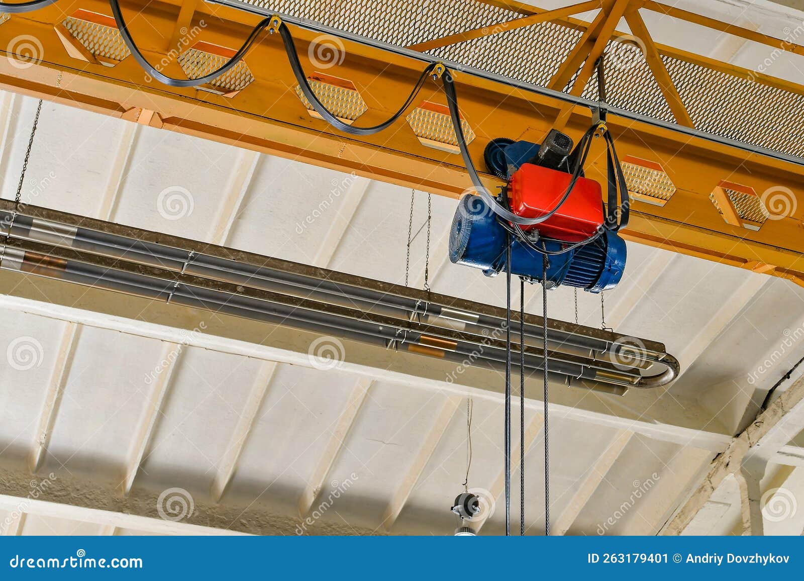 Overhead Crane in the Workshop with Wire Control Stock Image - Image of ...