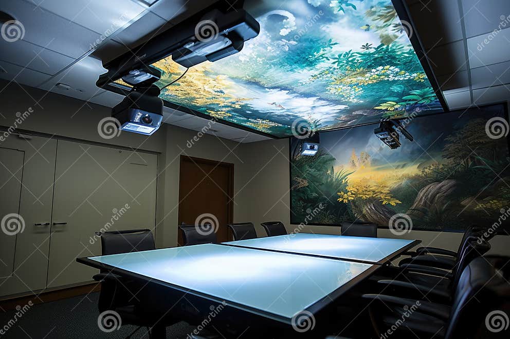 Overhead Digital Projector Mounted on the Ceiling of the Boardroom ...