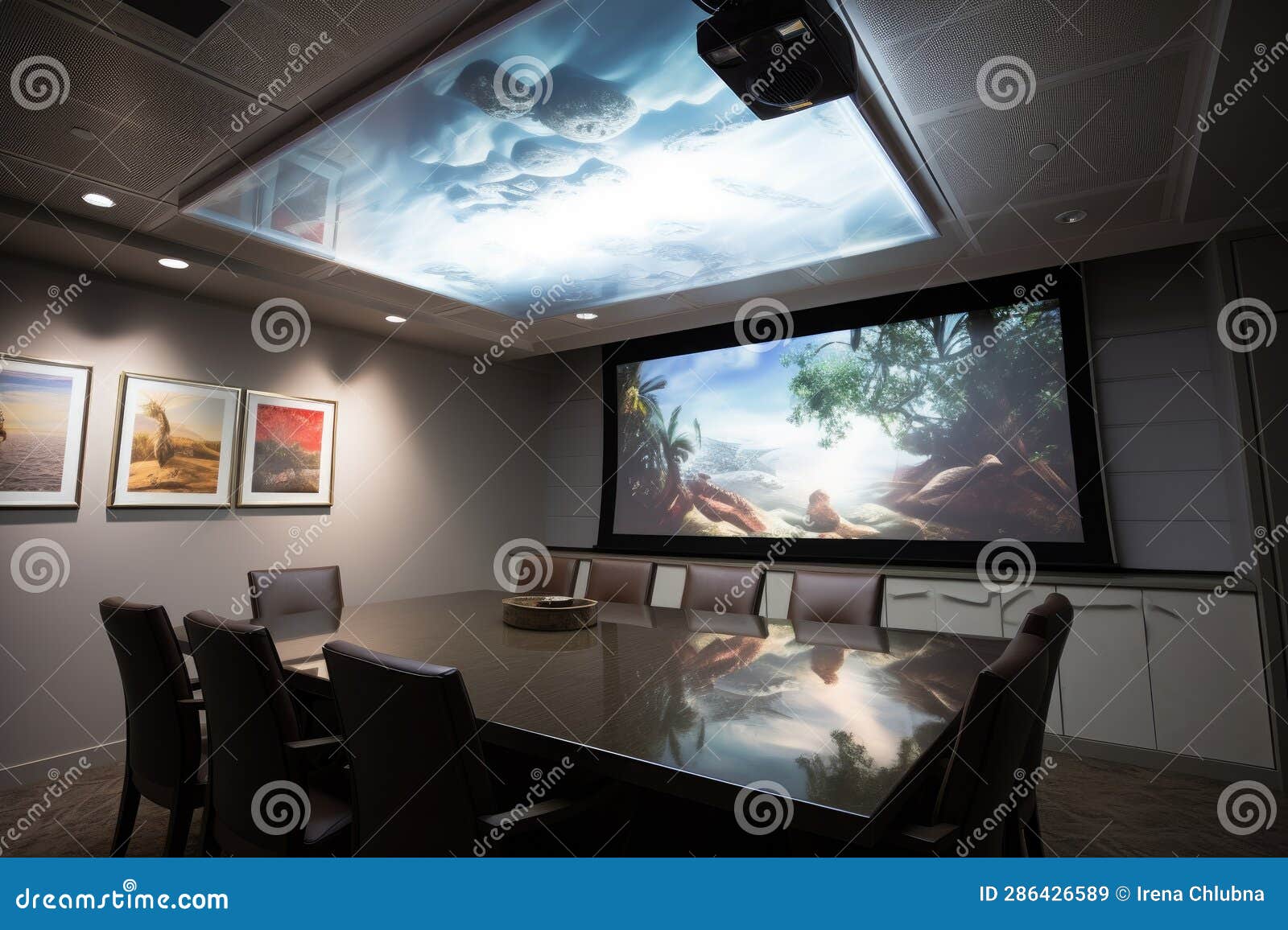 Overhead Digital Projector Mounted on the Ceiling of the Boardroom ...