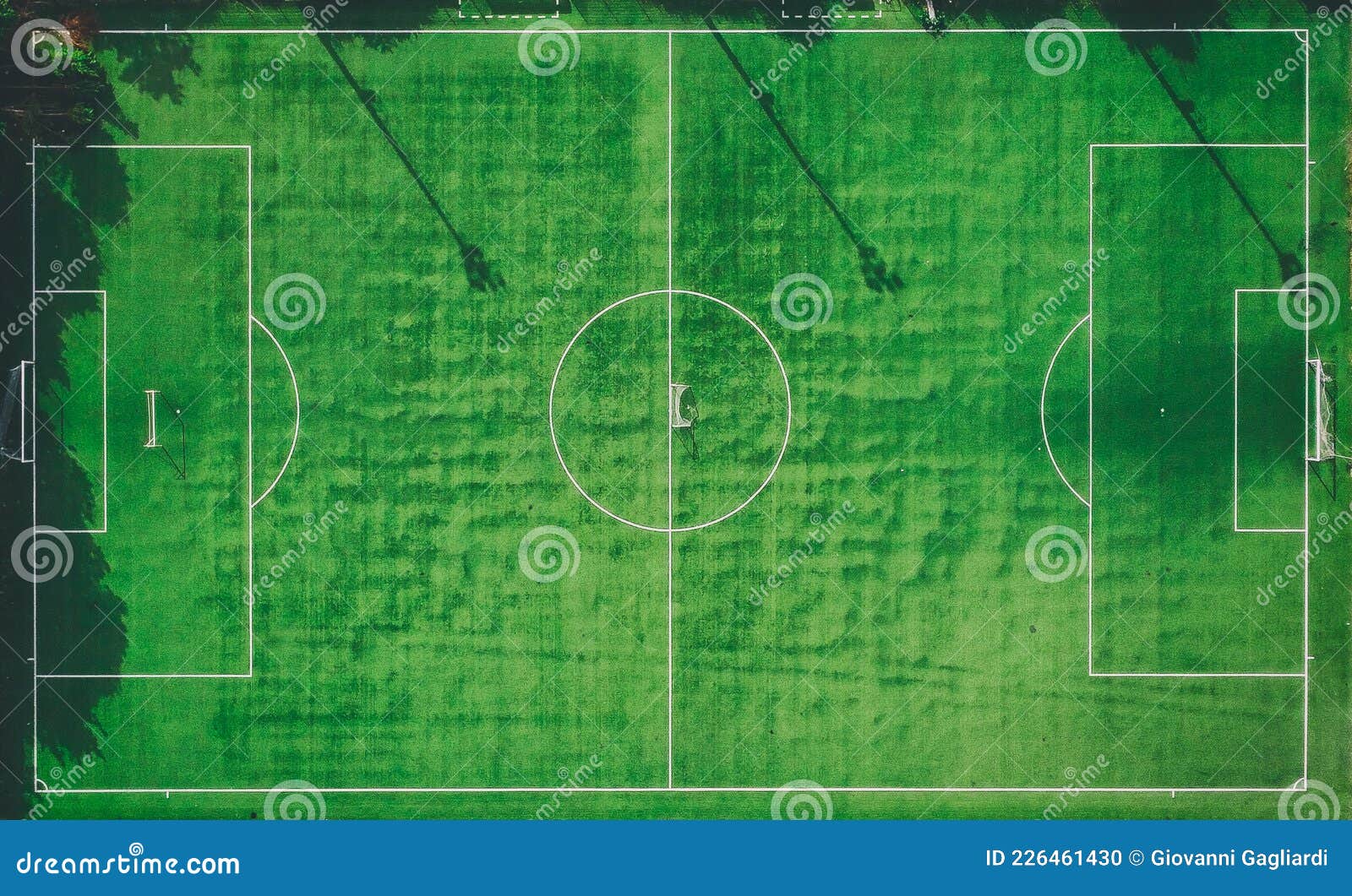 Overhead Downward Aerial View of an Empty Soccer Field Stock Photo ...