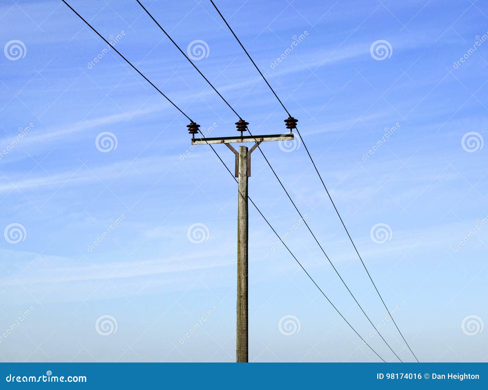 Overhead Electricity Cable and Pole Stock Photo - Image of transmitted ...