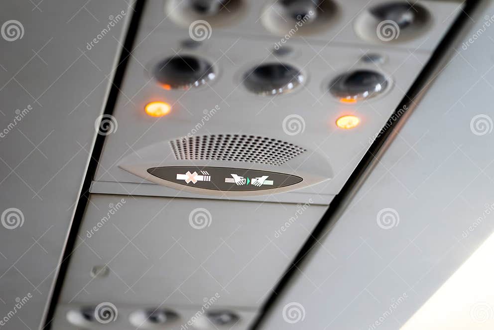 Overhead Electronic Device Inside Airplane Stock Photo - Image of ...