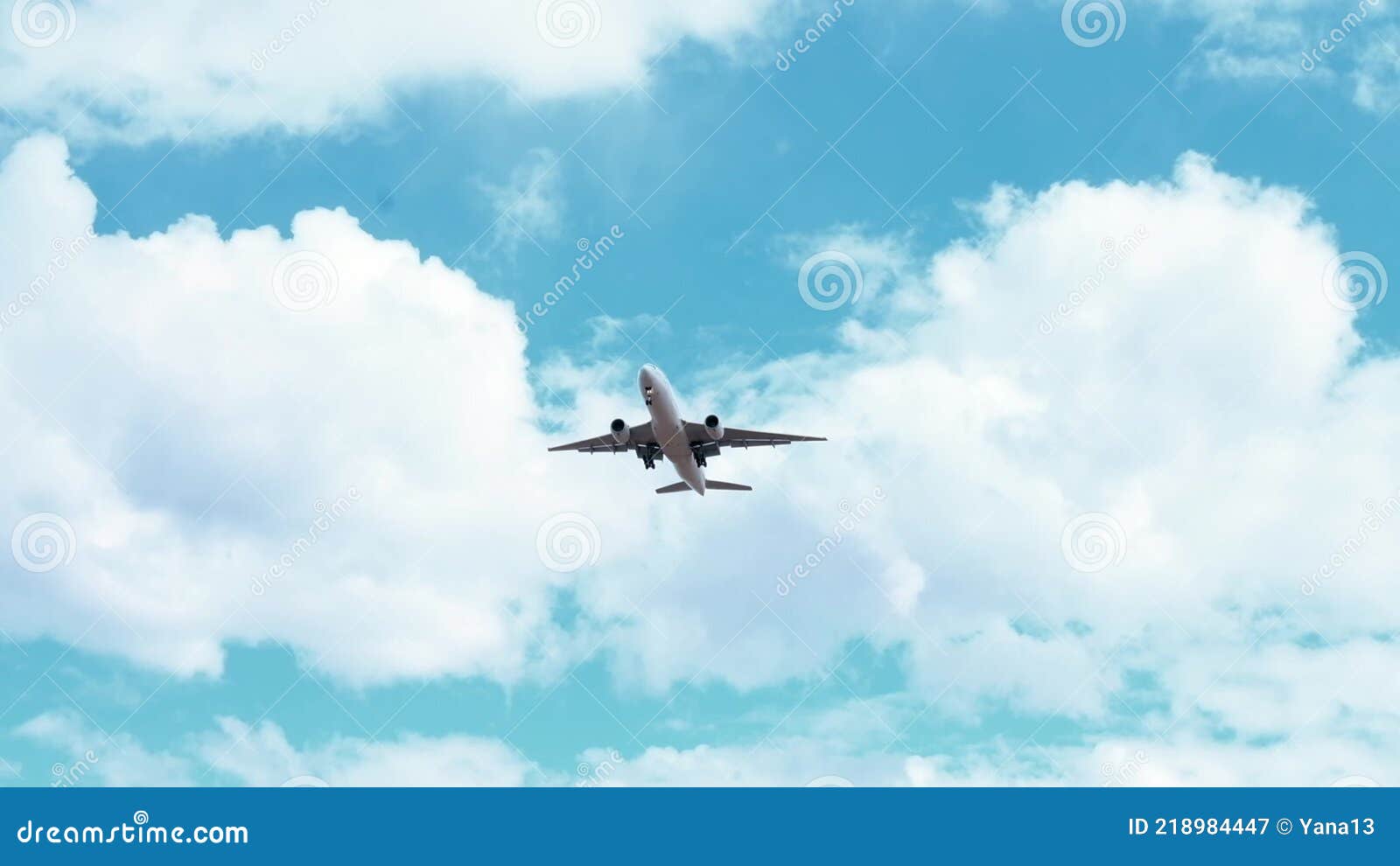 Overhead Flying Aircraft Landing at Cloudy Sky Stock Video - Video of ...