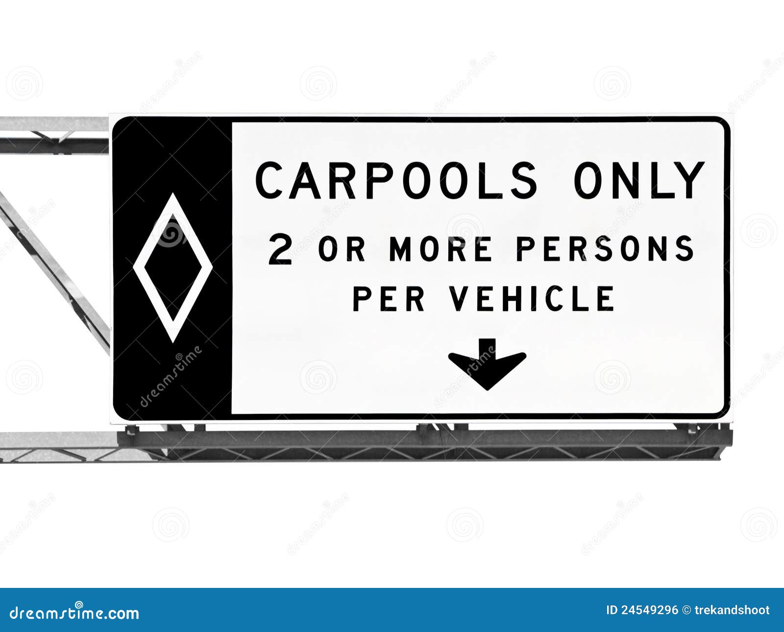 Overhead Freeway Carpool only Sign Isolated Stock Photo - Image of ...