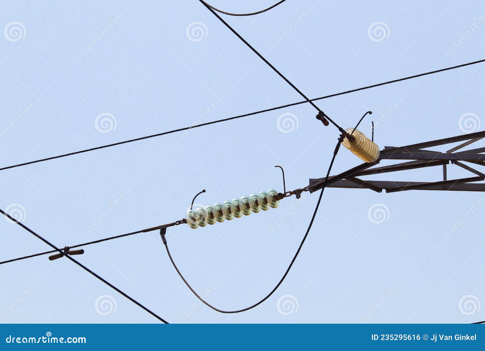 High Voltage Power Line Insulators Intersection Abstract Stock Photo ...