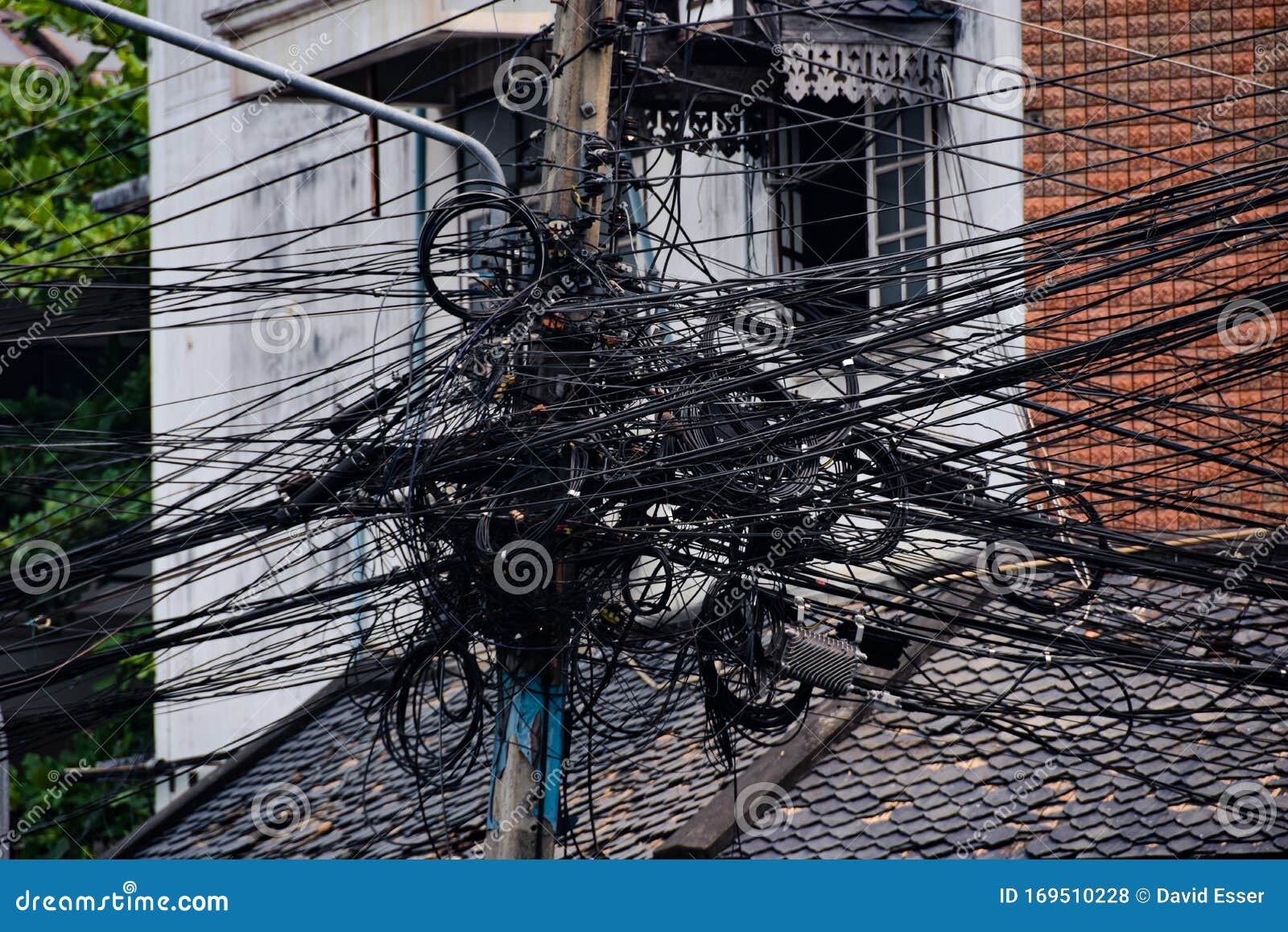 Overhead Lines in Chiang Mai Stock Photo - Image of industry, thailand ...