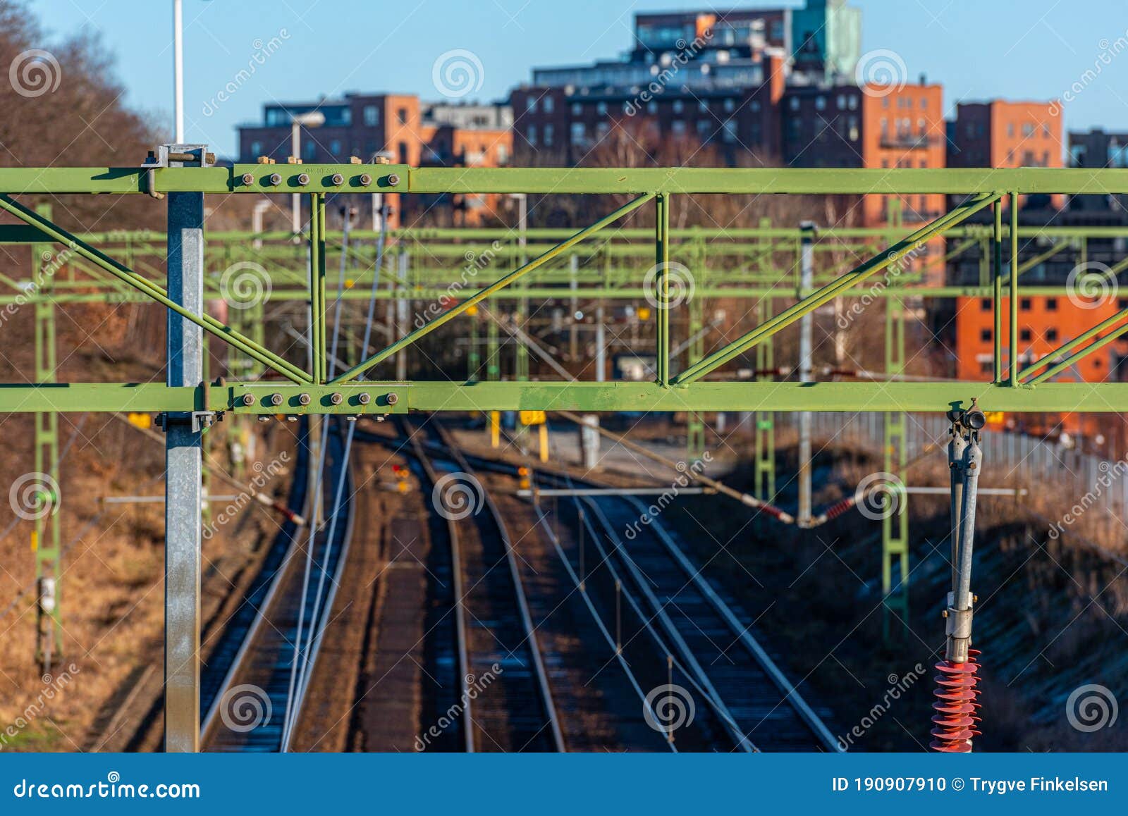 Overhead Lines and Railway Tracks Stock Photo - Image of station, track ...