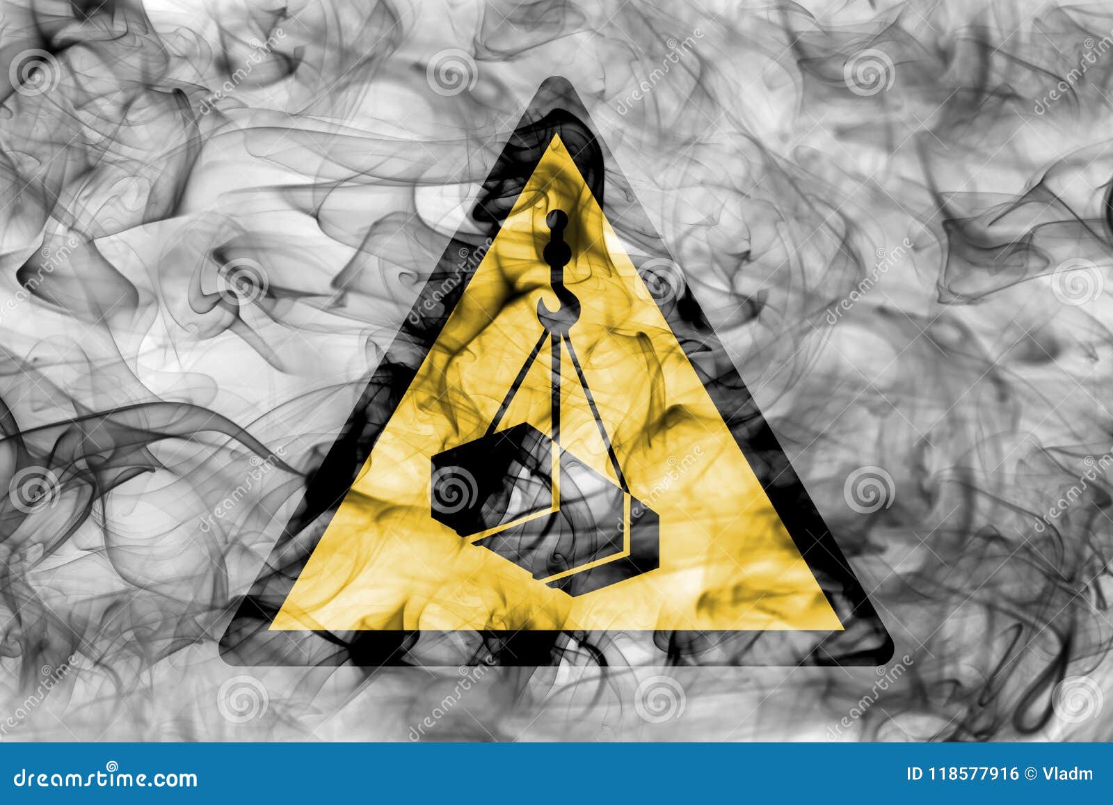 Overhead Load Warning Hazard Warning Smoke Sign. Triangular Warn Stock ...
