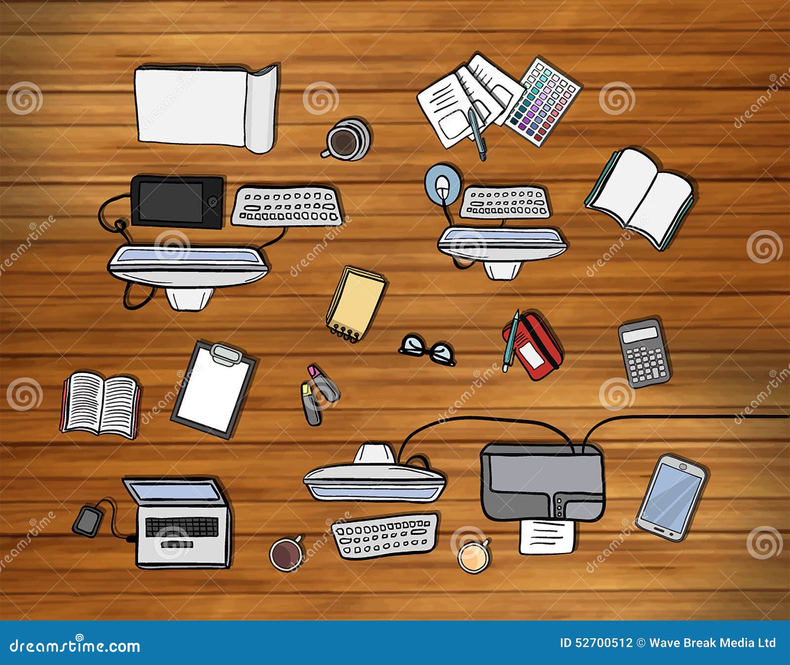 Overhead of Office Desks Vector Stock Vector - Illustration of ...